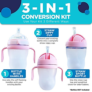 Botabee 3-in-1 Weighted Straw Sippy Cup Conversion Kit for Comotomo Bottles | Versatile, Leak-Proof - Easy-to-Use Sippy Cup Solution for Babies and Toddlers | Compatible with Comotomo 5oz & 8oz Bottle