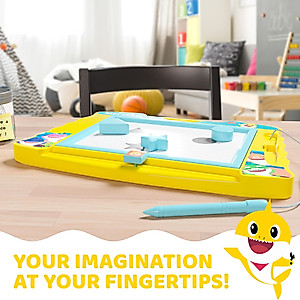 Lollipop Baby Shark Magnetic Drawing Board with Stylus and 3 Stamps, for Boys or Girls (Blue)…