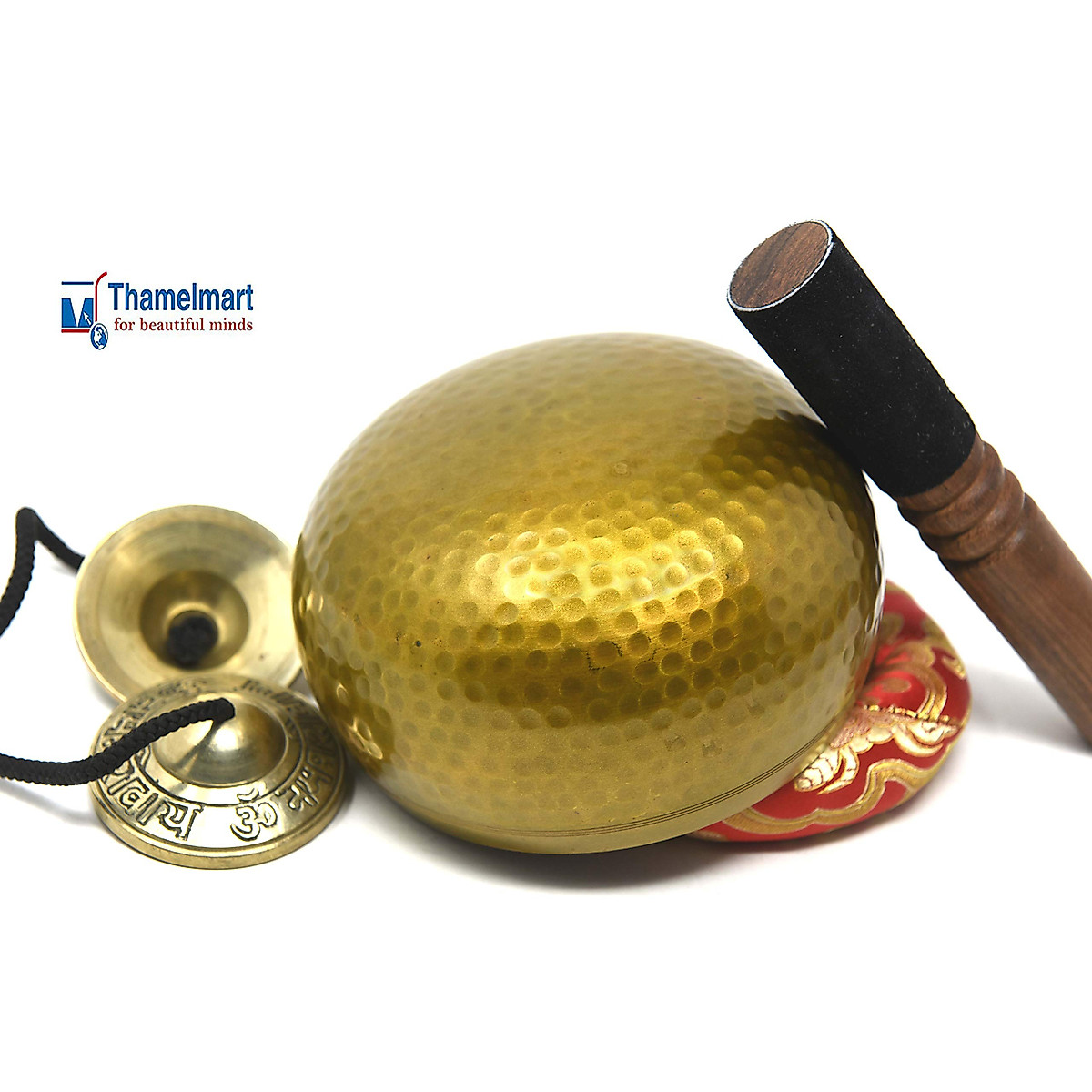 7" Energetic Chakra Healing Yoga Hand Hammered Tibetan Singing Bowl- Including Tingsha Cymbels Mallet and Cushion Made in Nepal
