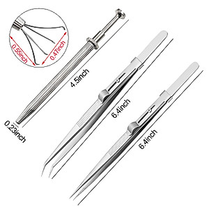 3 Pack Diamond Holder Pick up Tool Stainless Steel Tweezers Diamond Claw Tweezers Parts Beads Diamond Gems Prong Tweezer Grabber Stone Jewelry Locking Tweezers