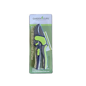Garden Guru 2 in 1 Ratchet Pruning Shears for Weak Hands - Professional Ratcheting Garden Pruners Clippers - Ergonomic Shock Absorbing Grip - Makes Tough Cuts Easy - Great for Seniors