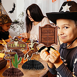 9 Pcs Western Cowboy Honeycomb Centerpieces Wild Western Party Decorations West Cowboy Party Favors for Kids Birthday Party Baby Shower
