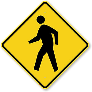 SmartSign 24 x 24 inch Pedestrian Crossing Metal Sign (Only Symbol), 80 mil Aluminum, 3M Laminated Engineer Grade Reflective Material, Black and Yellow