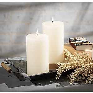 Sullivans Vance Kitira Pillar Candles Set of 2, 6-Inch Off-White Candle Sets, Clean-Burning, Environmental-Friendly, Unscented, Hand-Poured Wax Candles, Home Décor (CT246MWKIT)