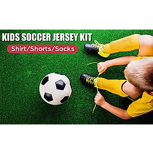 Piseer Soccer Jersey for Kids Boys & Girls No.7 Youth Football Sport Clothing T-Shirt Shorts Set