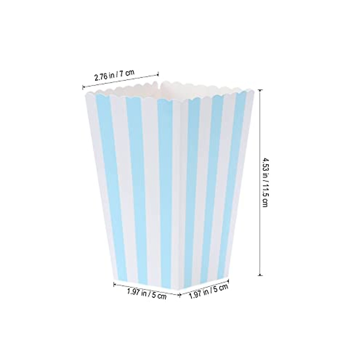 BinaryABC Popcorn Boxes,Stripe Pattern Decorative Dinnerware for Party,12 x 7CM,24pcs (Blue)