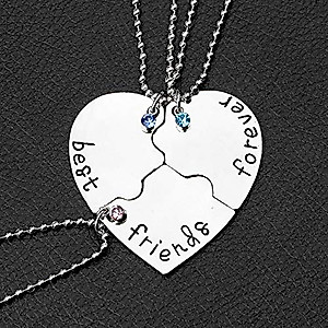 YALLNASL Friendship Necklace for 3 Best Friends Matching Necklaces for BFF Puzzle Piece Necklace for Best Friend Forever and Ever Necklace for BFFs Bestie Birthday Christmas Gifts
