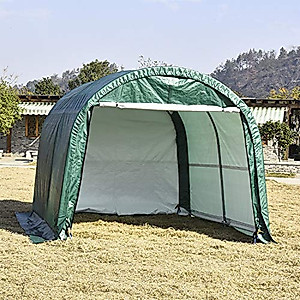 Bestmart Heavy Duty Carport with Zipper Portable Garage Outdoor Storage Shed Canopy Green,10x10ft