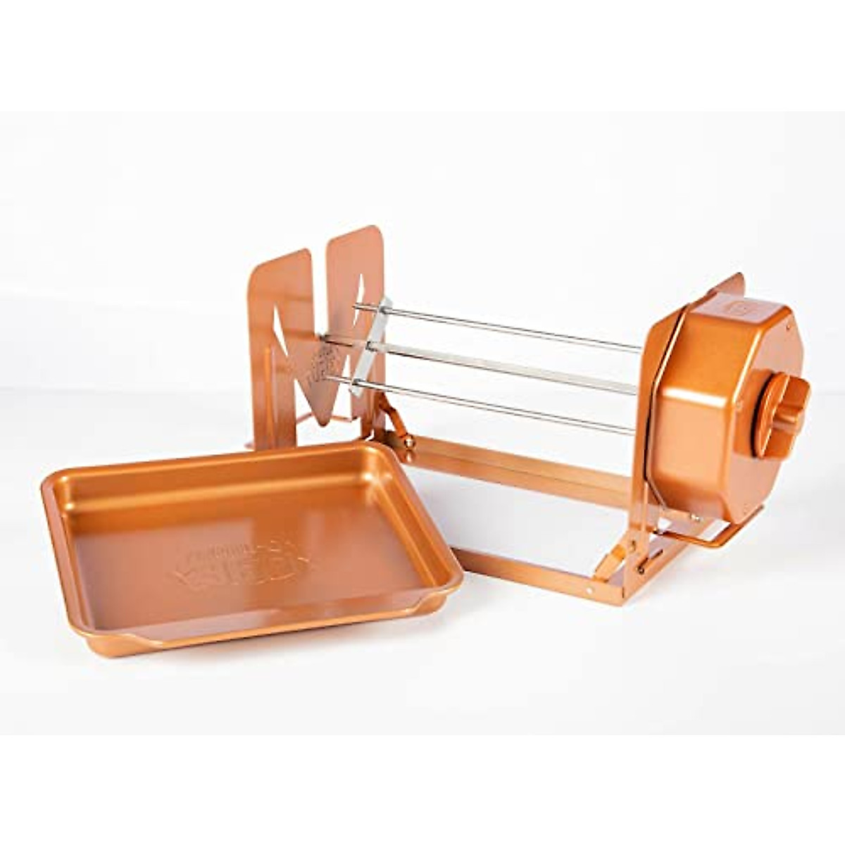 ROTO-Q 360 Family Bundle (COPPER) | The Ultimate Rotisserie Solution for Healthier Cooking | Portable, Versatile, and Energy-Efficient | Perfect for Convection Ovens, Air Fryers, BBQs, and Fire Pits | Self-Rotating Spit Roaster for Mouth-Watering Rotisser
