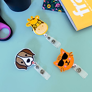 Nurseology Nurse Badge Reel Retractable – Nursing Name Badge Holder – Felt Badge Reel for Nurses, Students & Teachers – Cute Badge Reels for Nurses – Alligator Clip (Sloth)