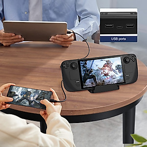 Charging Dock for Steam Deck Stand, NEWENMO Non-slip Base Station for Steam Deck Dock, 3-in-1 ONLY Charging Portable for Steam Deck Accessories, Stand for Valve Steam Deck Handheld for Gaming