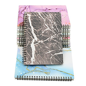 Yansanido Spiral Notebook, 8 Pcs A5 Marble Design Thick Hardcover 7mm College Ruled 80 Sheets -160 Pages Journals for Study and Notes (8 Style A5)