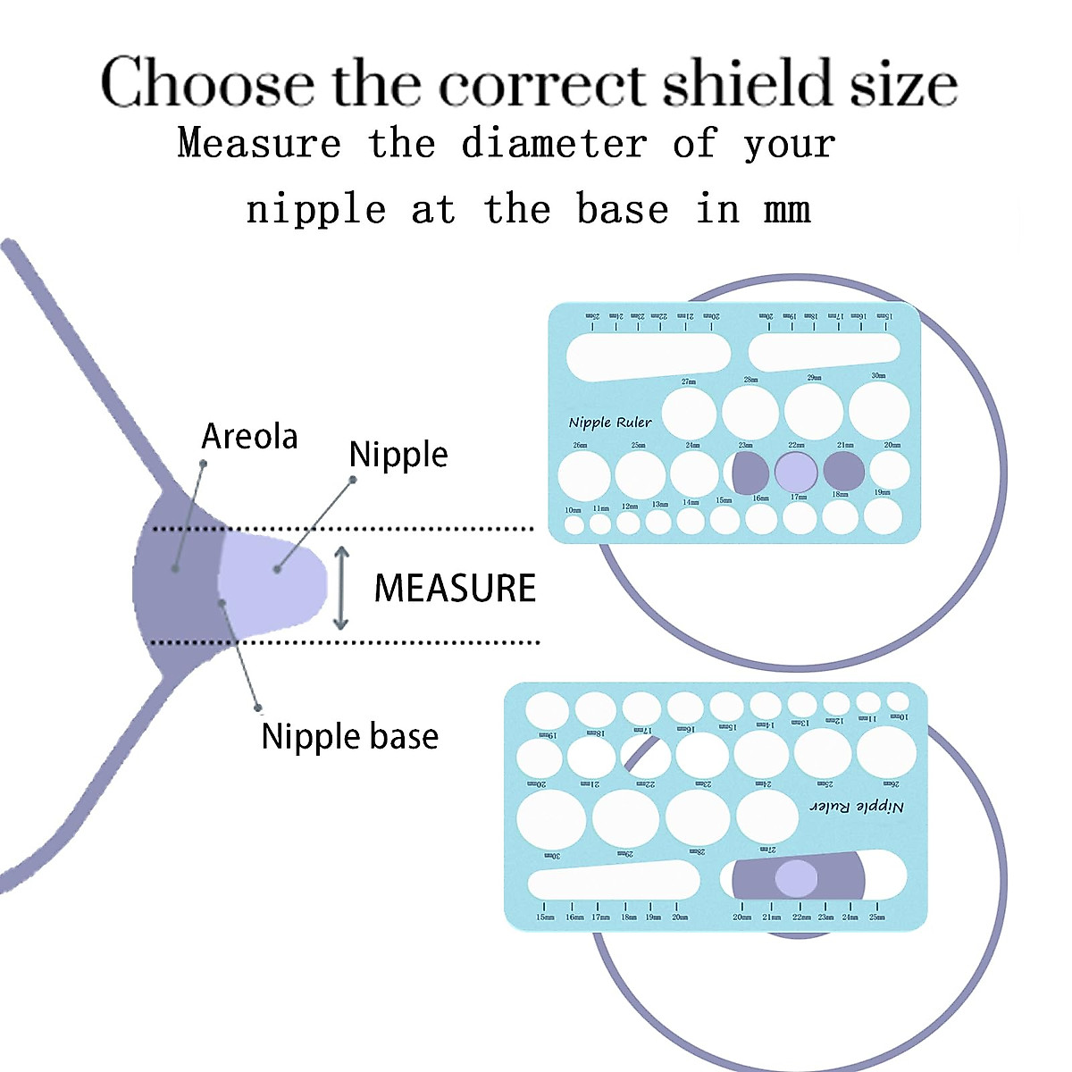 bliblo Nipples Sizer,Silicone Nipple Ruler of Flange Size,Breast Flange Measuring Breast Pump Sizing Tool,Breast Pump Sizing Tool,Nipple Ruler for Flange Sizing (Blue)