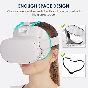 KKCOBVR K2 Face Cover with PU Leather Facial Interface Only Compatible with Meta Quest 2 Accessories Relieve Lens Fogging and Replace Fits with Oculus Quest 2 Elite Head Strap