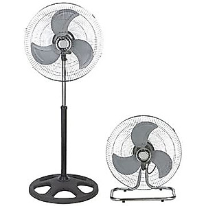PrimeTrendz 3 in 1 (Stand + Desk + Wall Fan) High Velocity 18 Inch Industrial Grade Floor Stand Mount Oscillating Blower Fan (3 Blade)