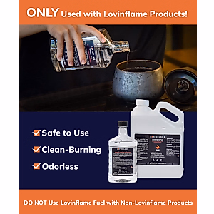 Exclusive Fuel for Lovinflame Fireplaces Fire Pits Firebowls Candles Non-Toxic, Non-Flammable, Water-Soluble, Safe for Transportation & Storage (1 Liter)