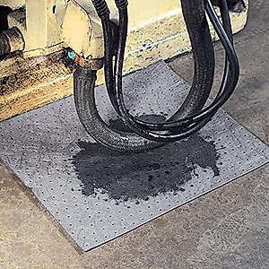 New Pig Premium Absorbent Mat Pads | 100 Oil Absorbent Pads | The Original Pig Mat | 15" x 20" Oil Pads | Each Pad Absorbs 28 oz | Total Absorbency is 22 Gallons | 100-Count | MAT203