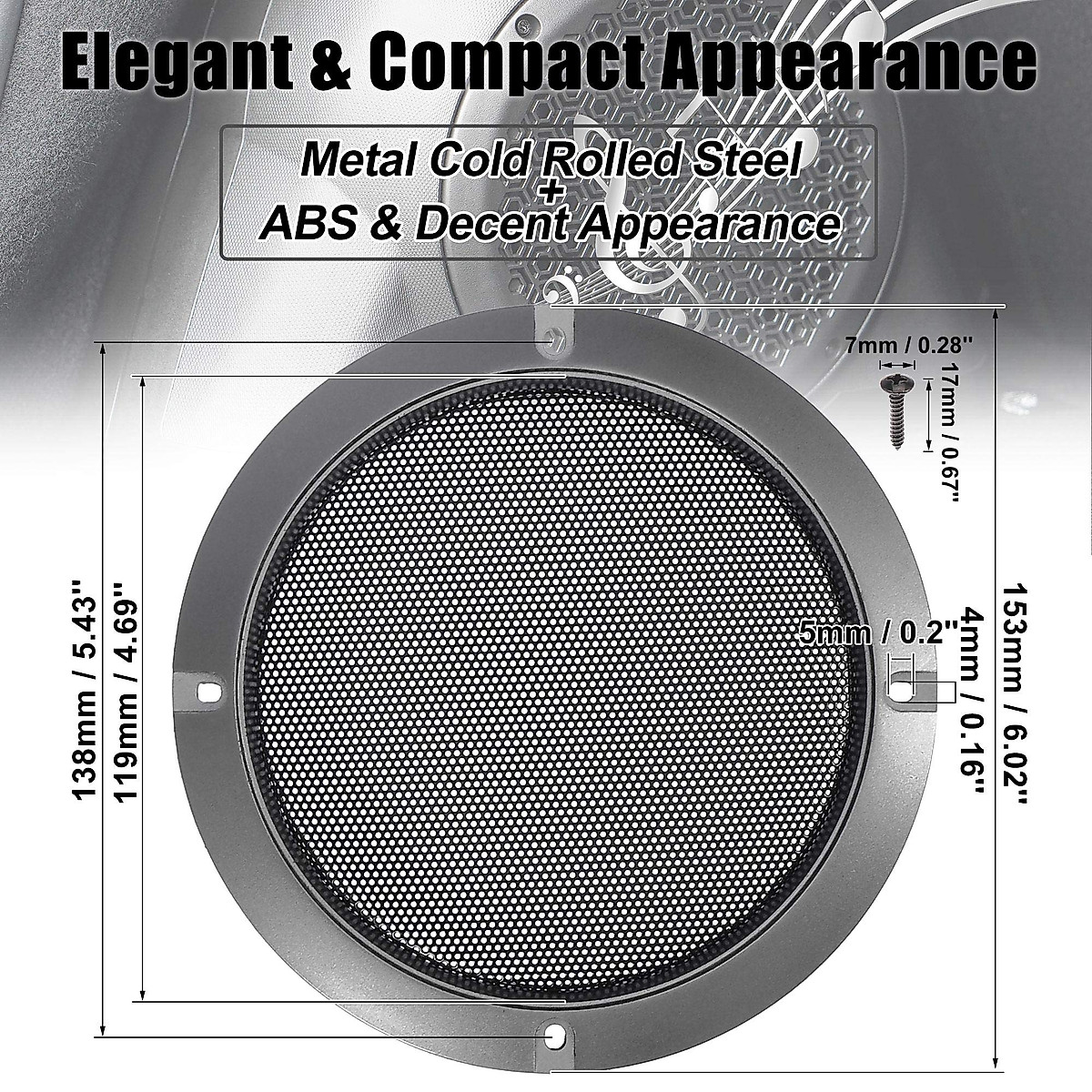 X AUTOHAUX 2pcs 5 Inch Titanium Tone Audio Speaker Cover Mesh Subwoofer Grill Horn Glossy Guard Protector