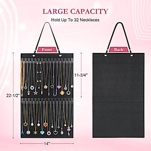 Caffox Hanging Necklaces Holder, Large Jewelry Organizer for Necklaces, Bracelets, and Ankles, Necklaces Display Storage Hanger for Wall, Closet and Door