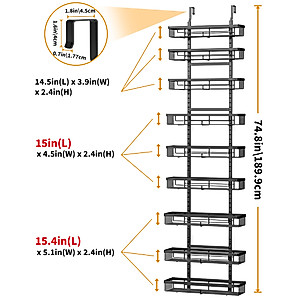 Moforoco 9-Tier Over The Door Pantry Organizer, Pantry Organization and Storage, Black Hanging Basket Wall Spice Rack Seasoning Shelves, Home & Kitchen