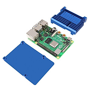 Dorhea for Raspberry Pi 4 B Metal Case, Armor Case with Dual Cooling Fan Aluminium Armour - Heatsink Case for Raspberry Pi 4, Radiation and Rust Protection for Raspberry Pi 4 B (Blue)