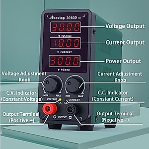 3010D DC Power Supply Adjustable Regulated Bench Power Supply with 4-Digits LED Display Multiple Protection (30V 10A)