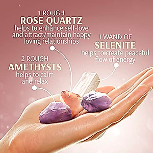 Healing Crystal Candles - Two Large Intention Candles. Amethyst Lavender and Amethyst Rose Quartz Bundle