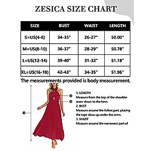 ZESICA Women's 2023 Summer Crossover Halter Neck Sleeveless Plaid Cut Out Backless Flowy A Line Maxi Dress,Red,Medium