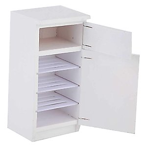 1:12 White Mini Refrigerator Excellent Wooden Furniture Model Kitchen Accessory Doll Accessories
