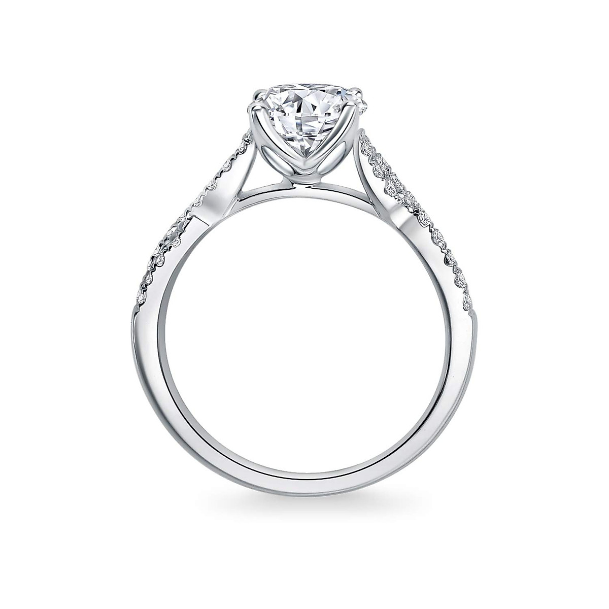 SISGEM 18K 14K 10K Real Gold Engagement Ring for Women,Split Shank Pave Set 1.5 Carat(CTW) Moissanite Wedding Ring With Engraved Name (10K, white-gold)