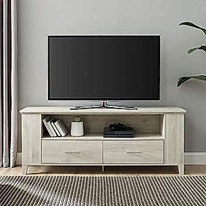Walker Edison Furniture Company Entertainment TV Stand Console with Storage, 59 Inch, Birch