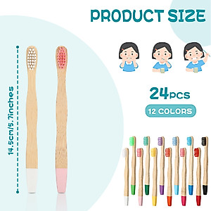 Estune Kids Bamboo Toothbrushes Soft Bristle Toothbrush Individually Wrapped Toddler Toothbrush Manual Travel Tooth Brushes for Kids Children Adults School Travel Teeth Oral Supplies 5.7 Inch(24 Pcs)
