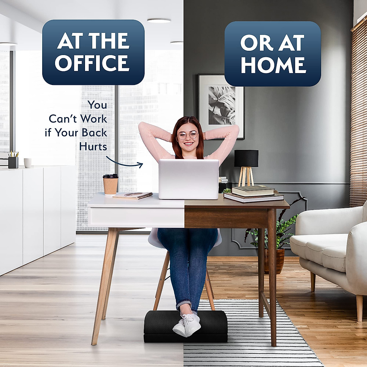 Sky Solutions Under Desk Foot Rest - Memory Foam, Ergonomic, Adjustable Footrest for Under Desk Cushion, Gaming Stool - Work from Home Essentials & Desk Accessories