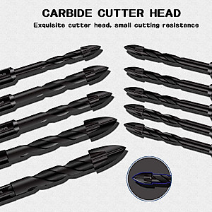 10PC 3/16 inch Black Concrete Drill Bit Set, Mgtgbao 5MM Masonry Drill Bits for Tile,Brick, Plastic and Wood,Tungsten Carbide Tip Best for Wall Mirror and Ceramic Tile on Concrete and Brick Wall