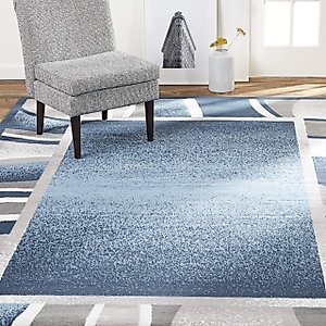 Home Dynamix Lyndhurst Rotana Modern Area Rug, Contemporary Blue/Gray/Ivory 7'8"x10'7", Rectangular
