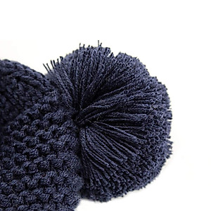 Baby Beanie Earflaps Hat - Infant Toddler Girls Boys Soft Warm Knit Hat Kids Winter Hat with Fleece Lining(Grey&Navy,S)