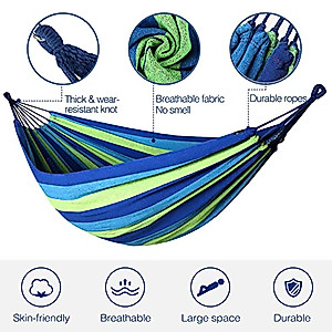 Anyoo Garden Cotton Hammock Comfortable Fabric Hammock with Tree Straps for Hanging Durable Hammock Up to 450lbs Portable Hammock with Travel Bag,Perfect for Camping Outdoor/Indoor Patio Backyard