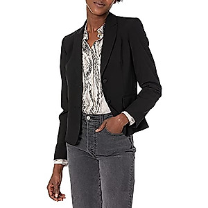 Calvin Klein Women's Two Button Lux Blazer (Petite, Standard, Black, 18 Plus