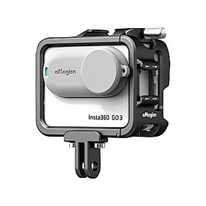 Rszfnjxry Aluminum Frame Cage with Lens Silicone Case for Insta360 GO 3,Metal Protective Durable Housing Case with Cold Shoe Mount (Model Number 2)