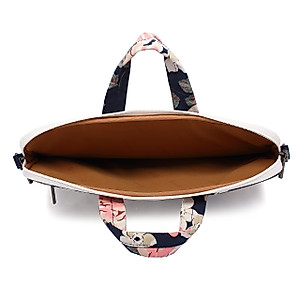 canvaslife White Rose Patten Waterproof Shoulder Messenger Bag Case Sleeve for 14 Inch 15 Inch Laptop Briefcase 15.6 Inch