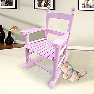 Child's Rocking Chair Solid Wood Kids Rocking Chair,Wooden Rocker Chair for Children Aged 3-7,Oak Rocking Chair for Front Porch/Outdoor/Indoor,Plywood Rocking Chair (Pink)