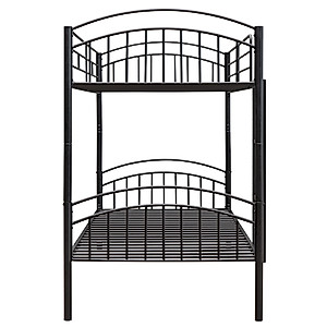 Metal Bunk Bed Frame for Kids, Twin Over Twin with headboard and Footboard (Black)
