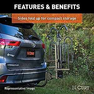 CURT 18087 Secure Locking Tray-Style Trailer Hitch Bike Rack Mount, Fits 2-Inch Receiver, 4 Bicycles