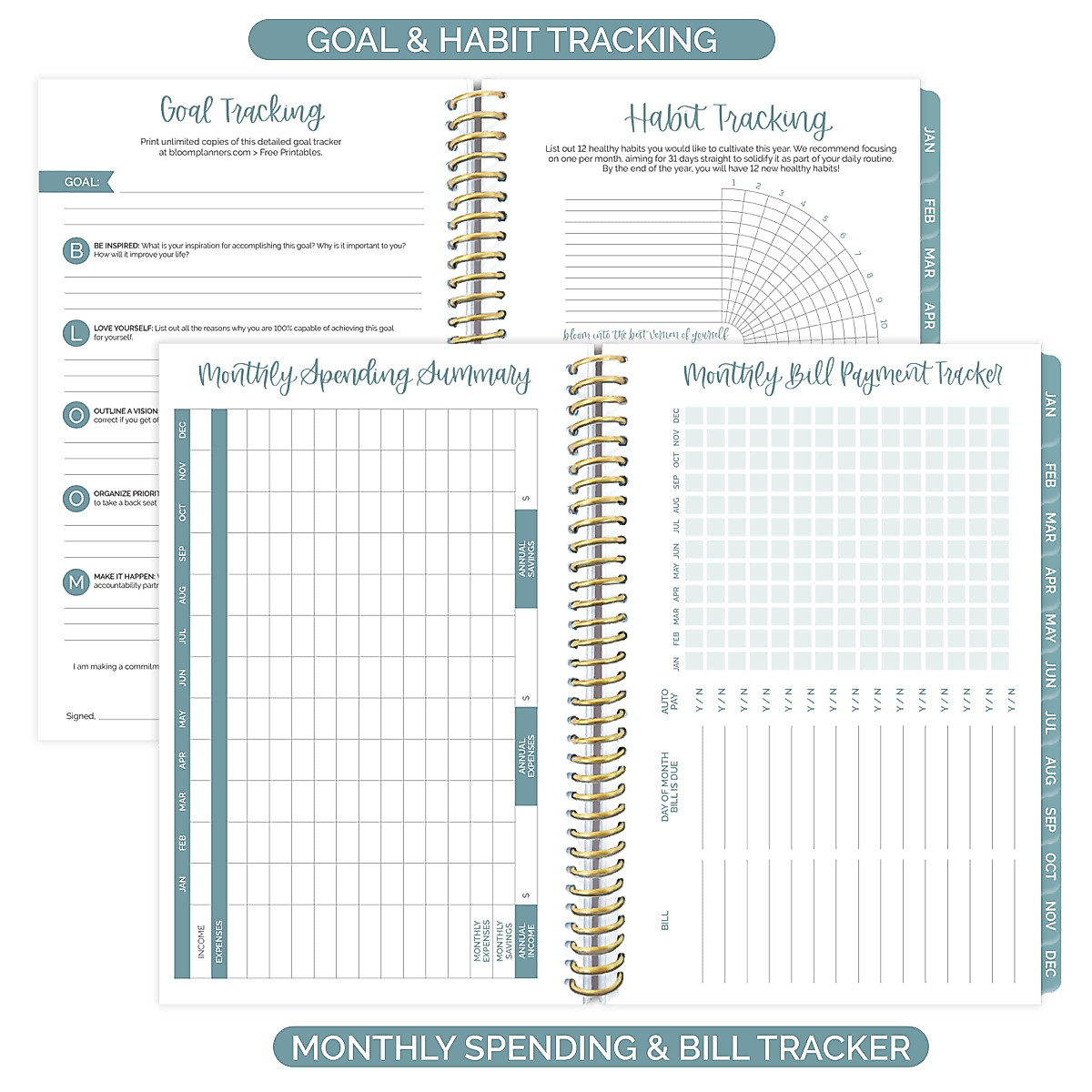 bloom daily planners 2023 Calendar Year Day Planner (January 2023 - December 2023) - 5.5” x 8.25” - Weekly/Monthly Agenda Organizer Book with Stickers & Bookmark - Crystal Blue