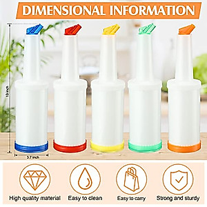 18 Pack Bar Pour Colorful Juice Pouring Bottle Containers 34 oz Plastic Juice Dispensers in 6 Colors for Bar Home Kitchen Party Supplies