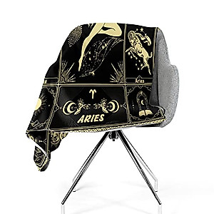 Aries Blanket 12 Horoscope Astrology Bed Blankets Soft Cozy Personalized Flannel Throw Blankets 60"X50"
