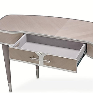 MICHAEL AMINI Lanterna Poplar Wood/Glass Vanity with Mirror in Silver Mist/Beige