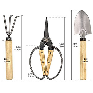 N&V Bonsai Scissors Set, 3 Pcs Set Including Bonsai Scissors, Mini Rake and Mini Shovel, For Arranging Flowers, Trimming Plants, For Grow Room or Gardening, Bonsai Tools.