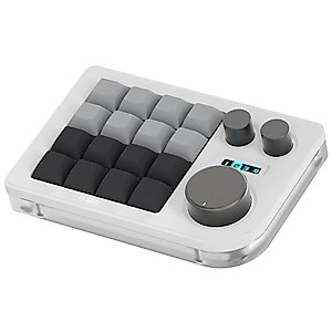 KEEBMONKEY Megalodon Triple Knob Macro Pad Programmable Designer Mini Keyboard 16 Keys (White)