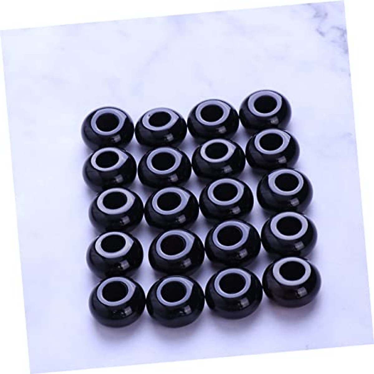 EXCEART 40 Pcs Beads with Large Holes Gemstone Beads Large Hole Spacer Beads Lava Beads Blue Lace Agate Beads Gemstone for Jewelry Making Beading Kits Loose Beads Round Beads Suite Natural